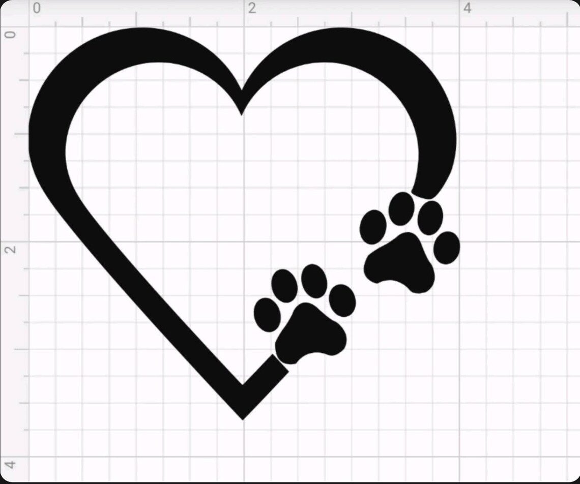 Paw Print Heart Decal Sticker - Etsy