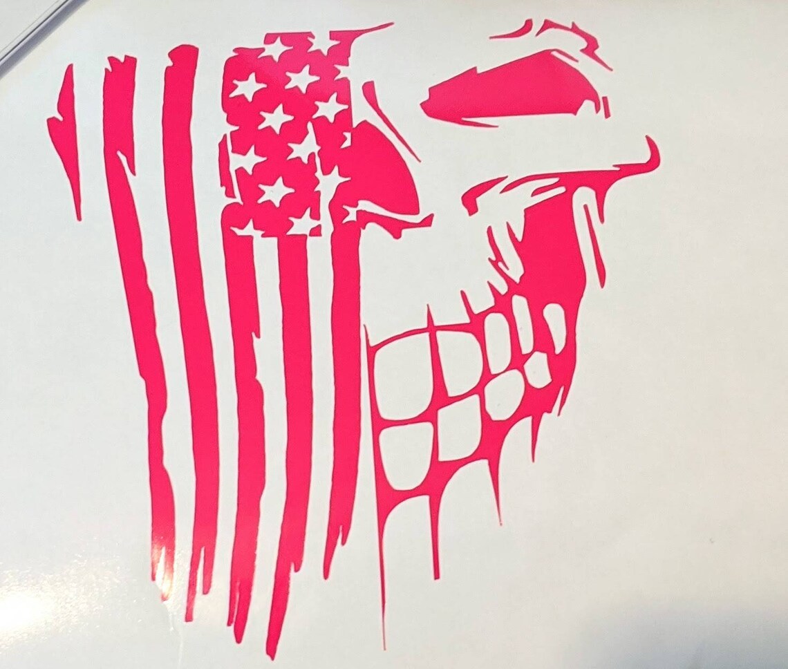 Distressed American Flag Skull Decal / Sticker - Etsy