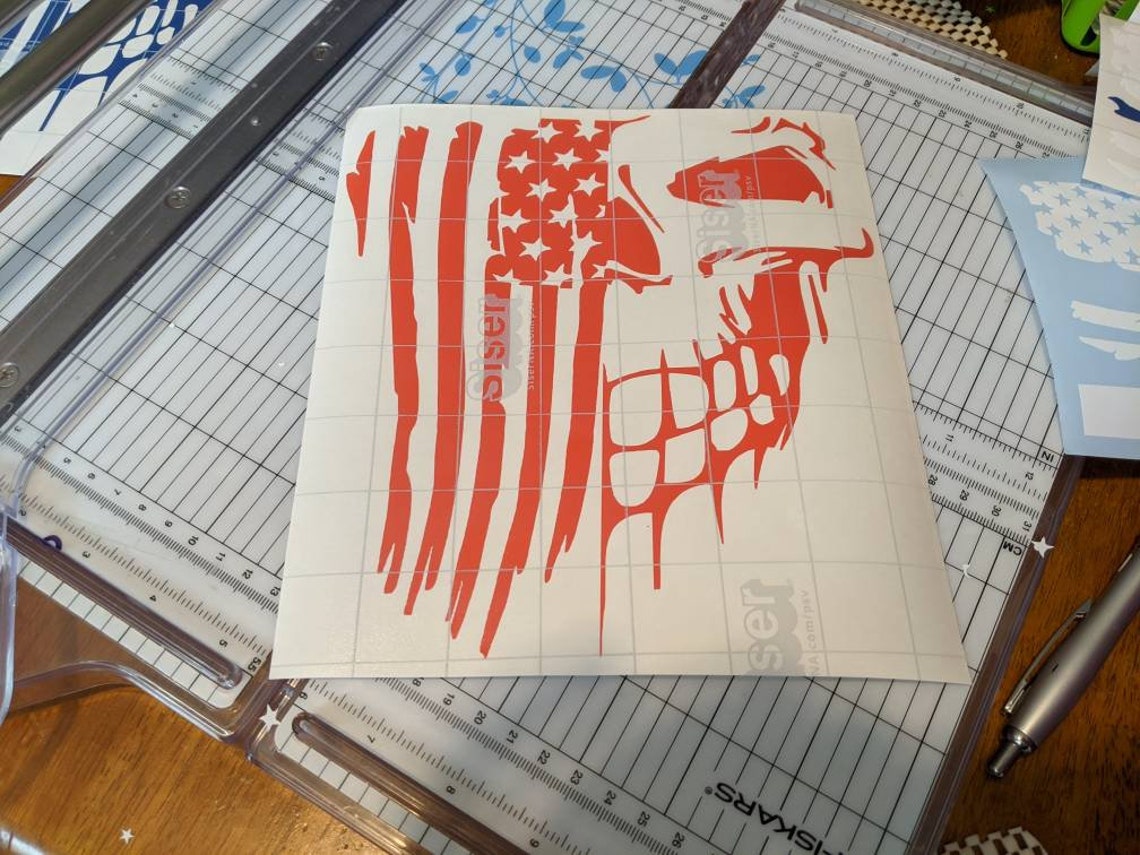 Distressed American Flag Skull Decal / Sticker | Etsy