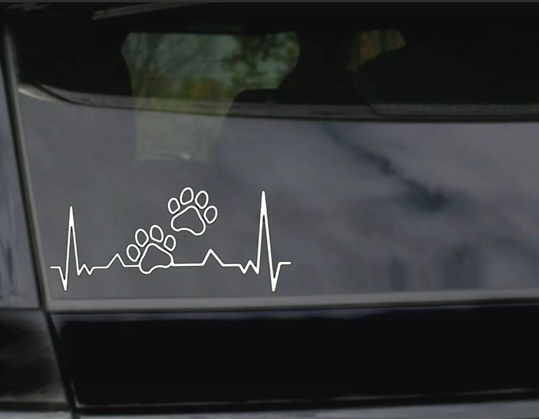 Paw Print Heartbeat Decal Sticker - Etsy