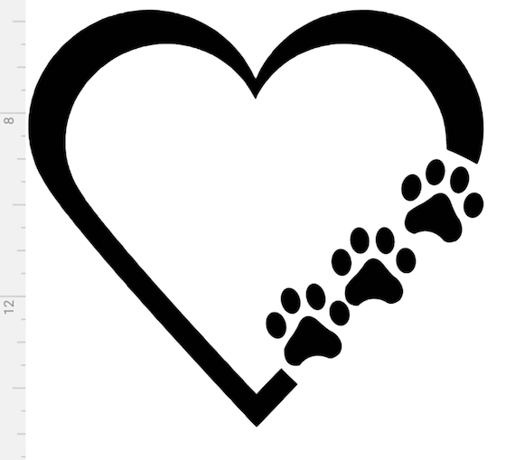 Paw Print Heart Decal Sticker - Etsy