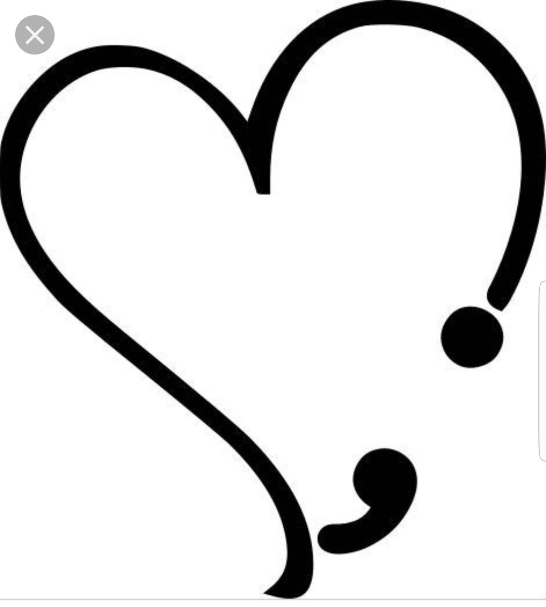 Semicolon Heart Decal - Etsy