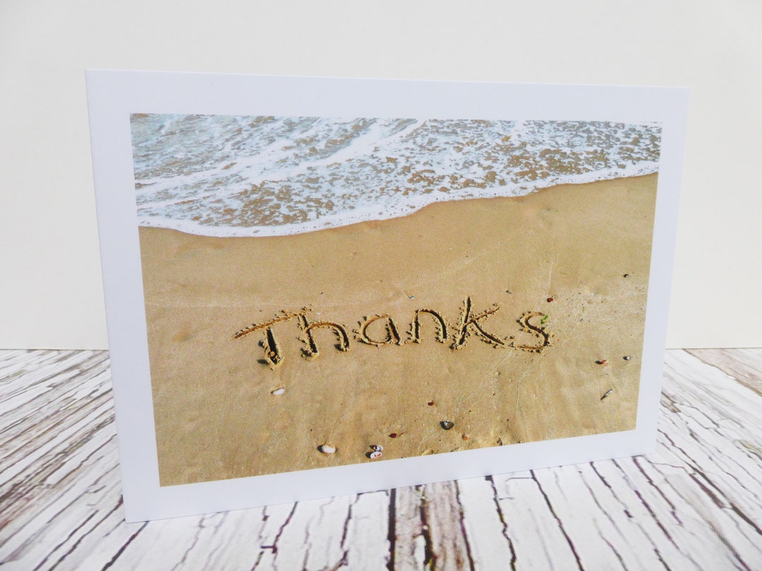 Thanks Message in Sand Blank Greeting Card - Etsy