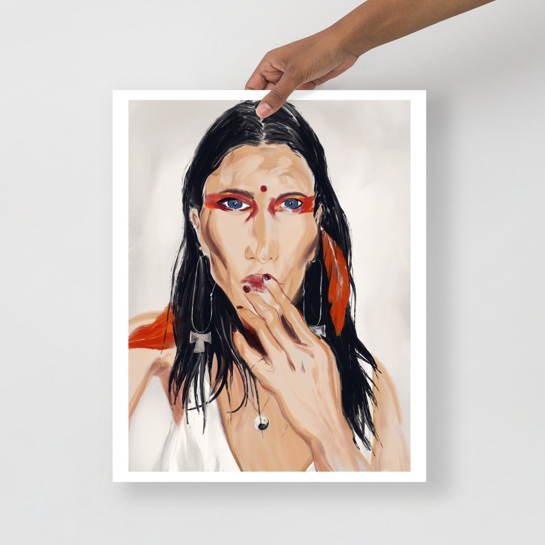 Indigenous American Portrait Print, Red War Paint, Native Art - Etsy