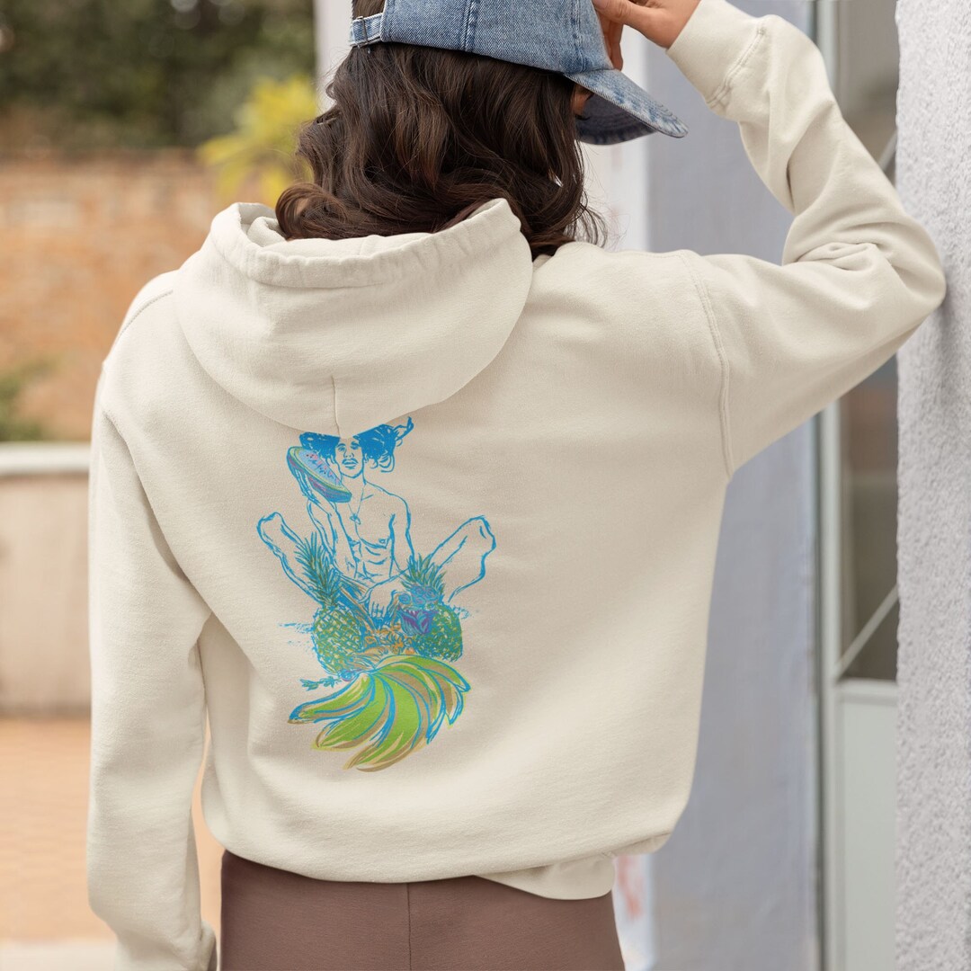 Pineapple, Electric Blue, Unisex Midweight Hoodie, Back Graphic ...