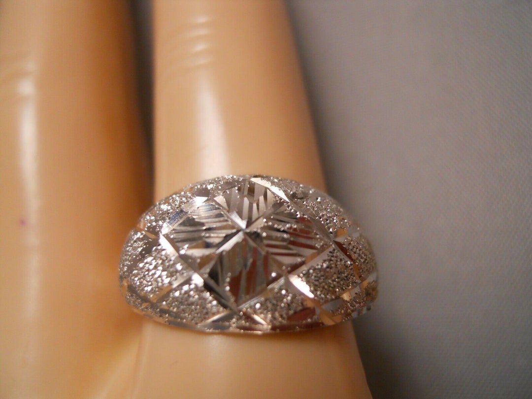 Designer Slc 18k White Gold Diamond Cut Flower Star Art Deco Xo Dome ...