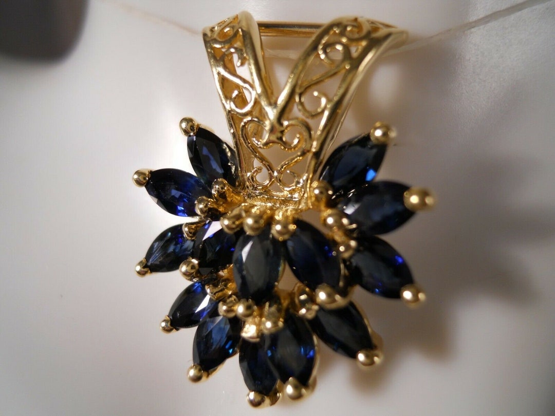 Vintage JCR John C Rinker 18k Yellow Gold Blue Marquise Cut Sapphire ...