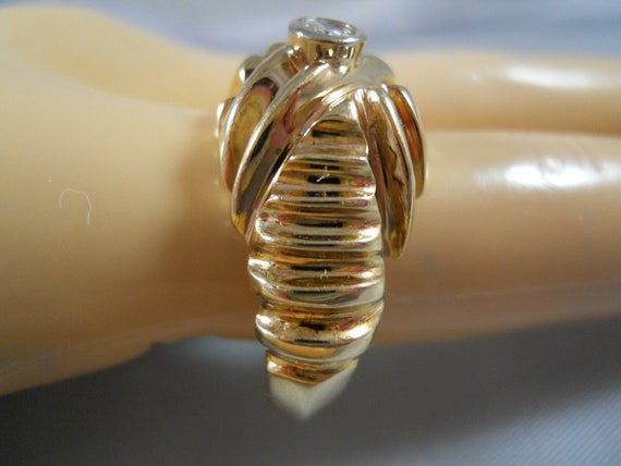 Heavy & Wide 14k Yellow Gold Bezel Set Solitaire Diam… - Gem