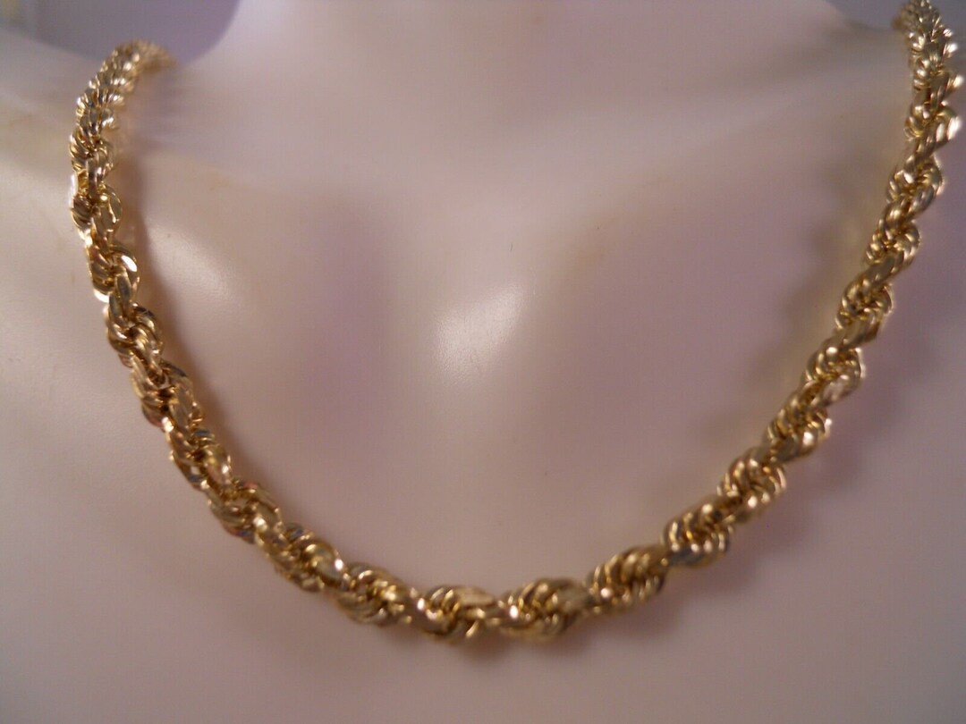 Designer BBB 10k Yellow Gold Diamond Cut Rope Chain Link Necklace 20 ...