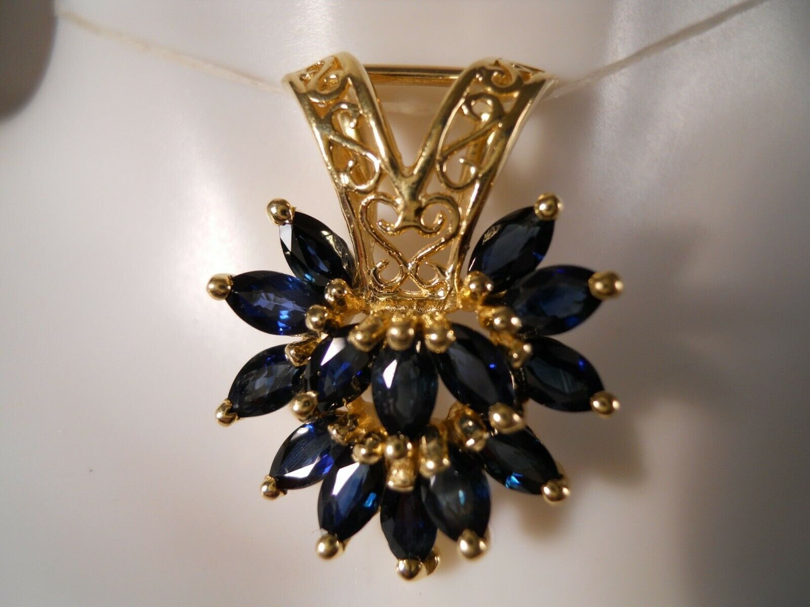 Vintage JCR John C Rinker 18k Yellow Gold Blue Marquise Cut Sapphire ...