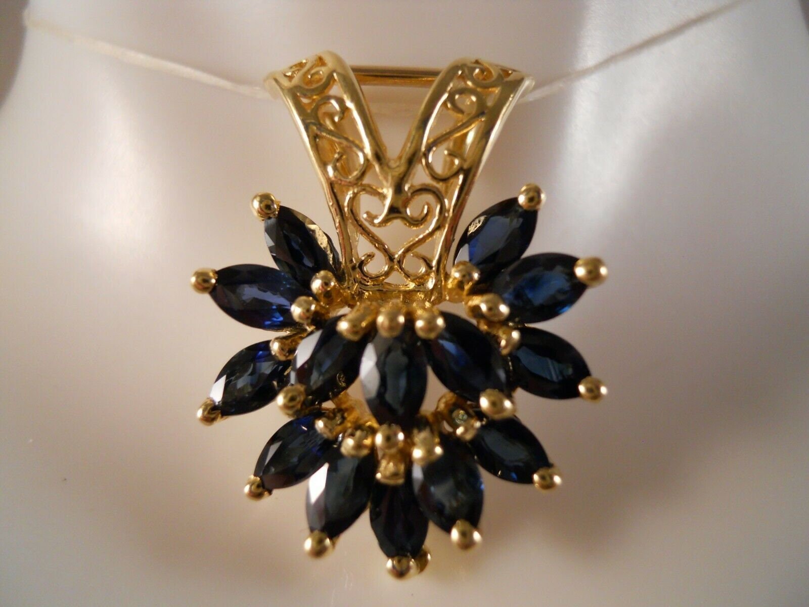 Vintage JCR John C Rinker 18k Yellow Gold Blue Marquise Cut Sapphire ...