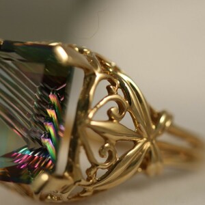 John C Rinker JCR Heavy Wide 14k Yellow Gold 15ct Emerald Mystic Topaz ...