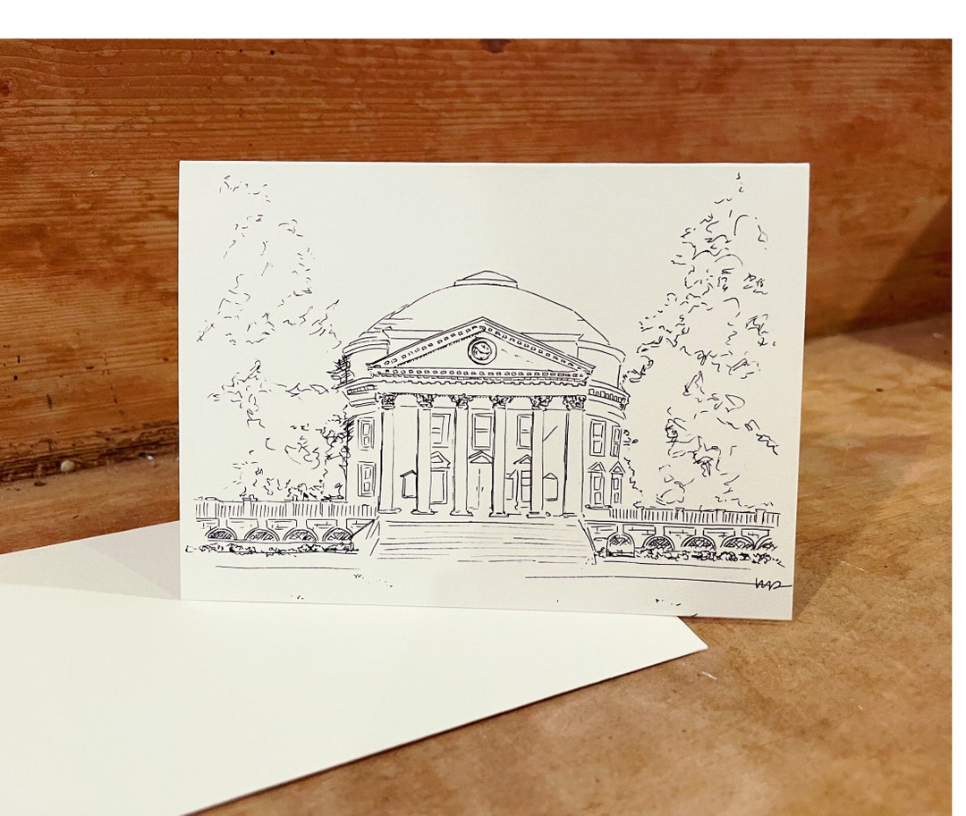 U.va Rotunda (set of 5) Hand Drawn Folding Cards, Black & White ...