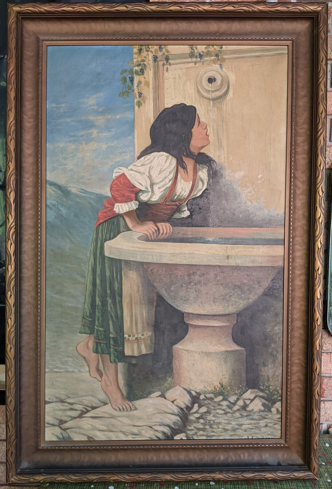Roman Girl at a Fountain Reproduction by J Jacobsen Signed Original ...