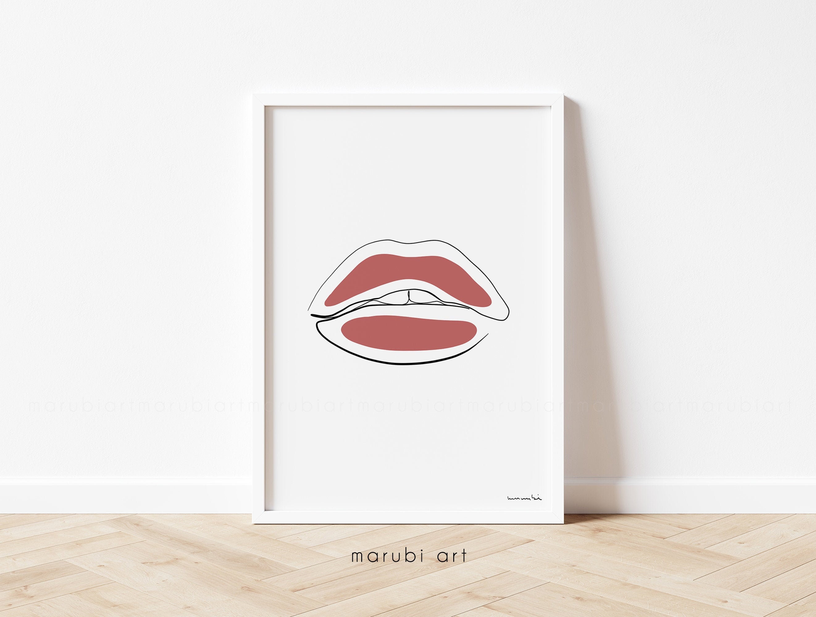 Minimalist Lips Art Print Fashion Print Lips Printable Red Lips Art - Etsy