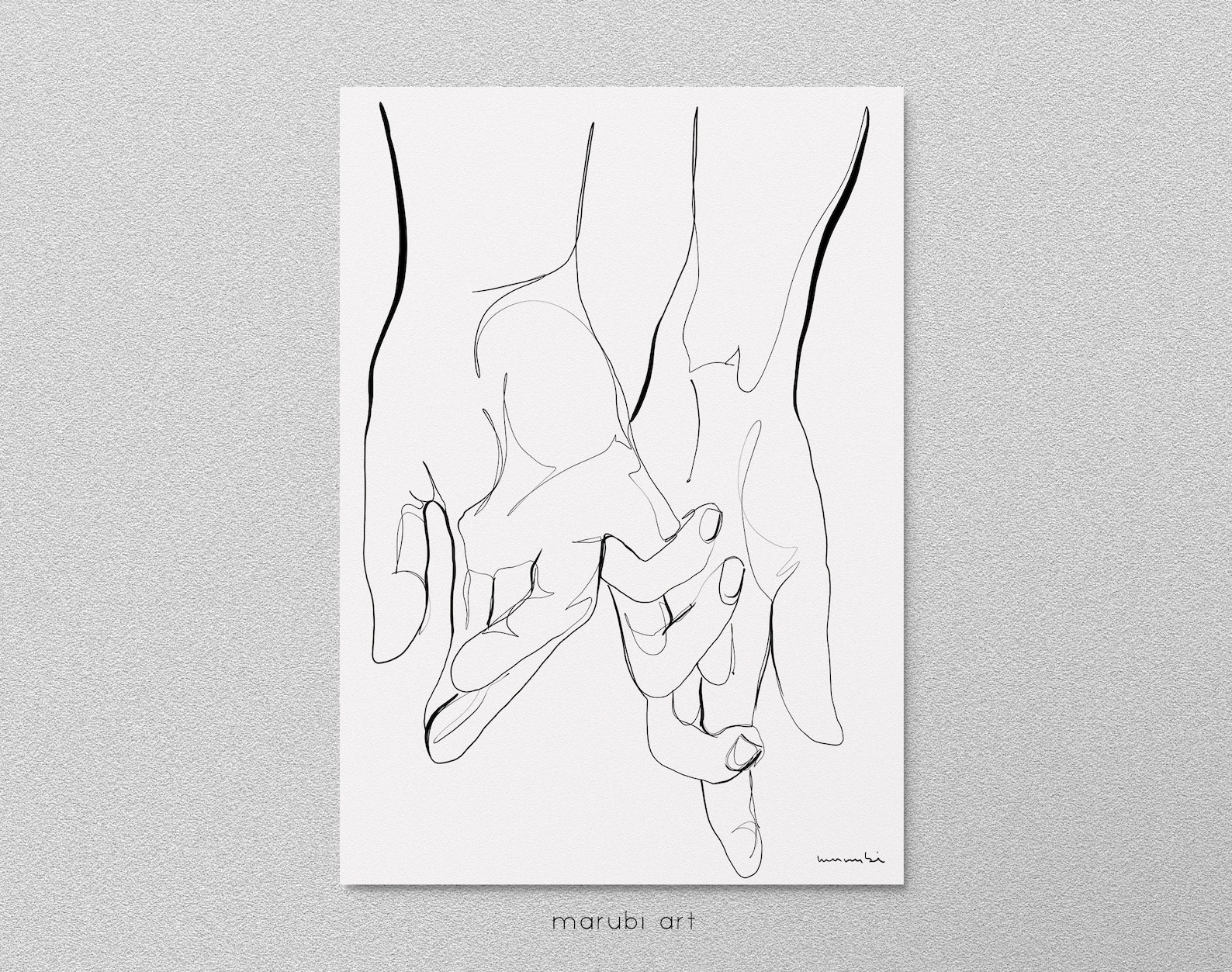 Black and White Minimalist Holding Hands Print Minimalist Couple Art ...
