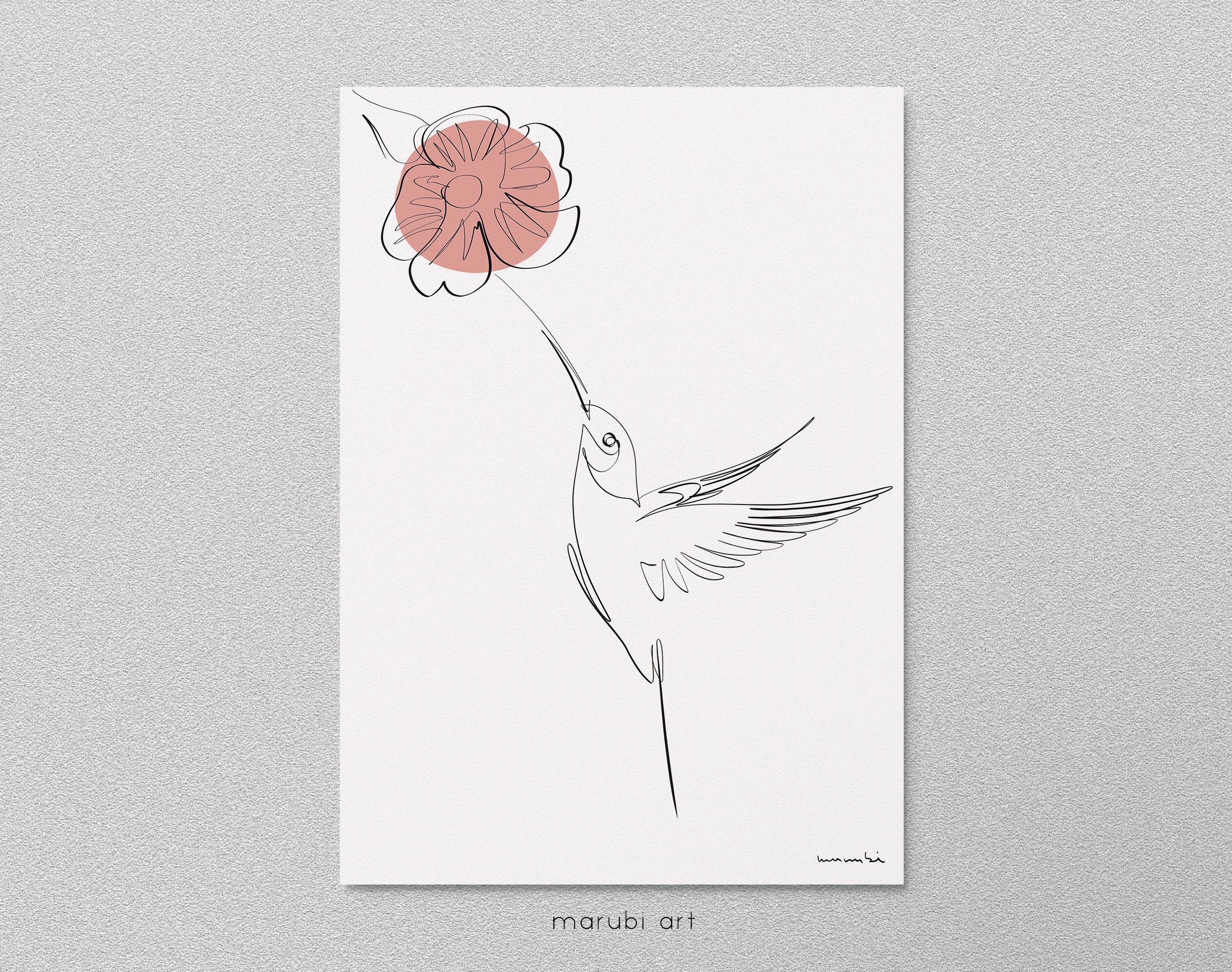 Minimalist Animal Art Pink Hummingbird Art Nursery Prints Instant ...