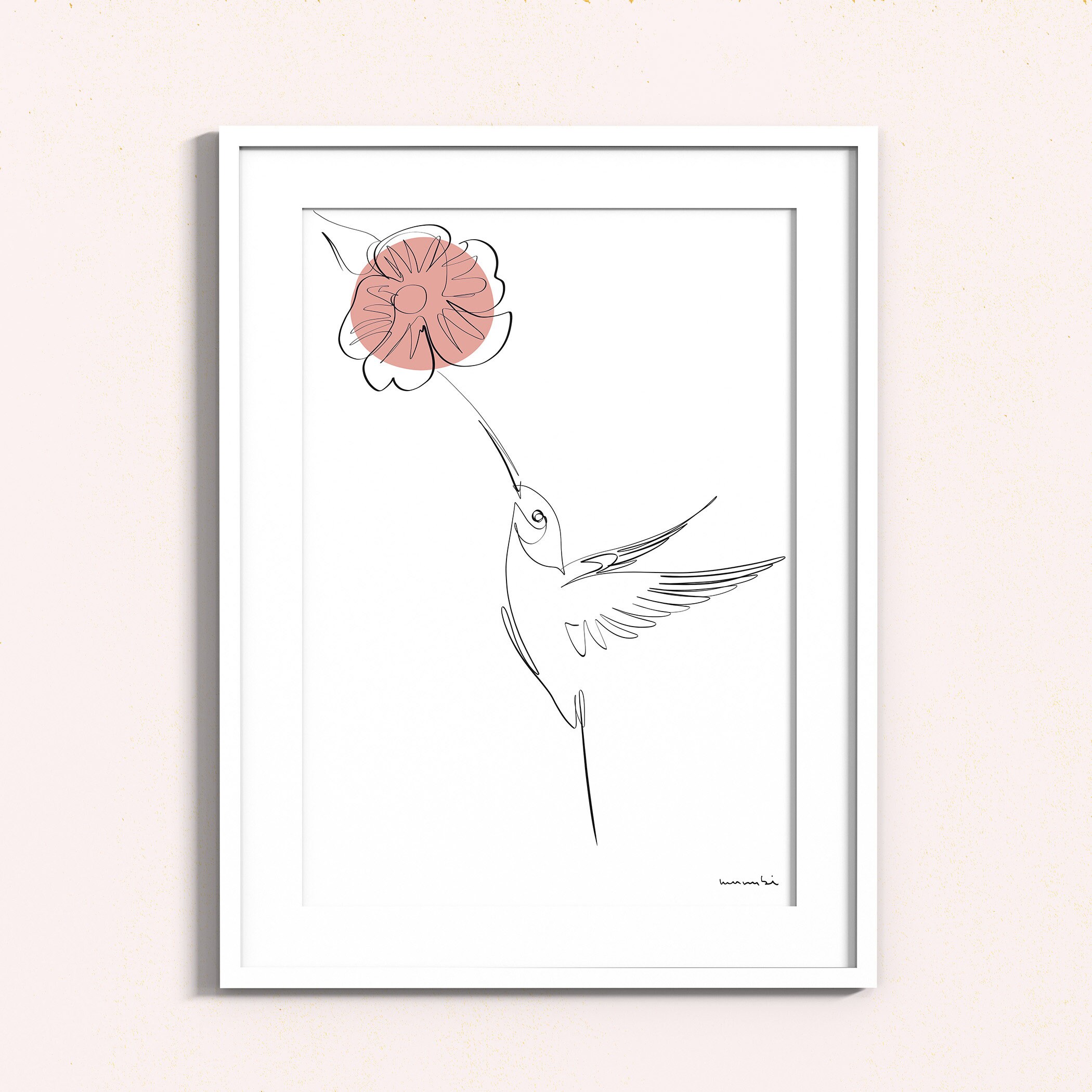 Minimalist Animal Art Pink Hummingbird Art Nursery Prints Instant ...