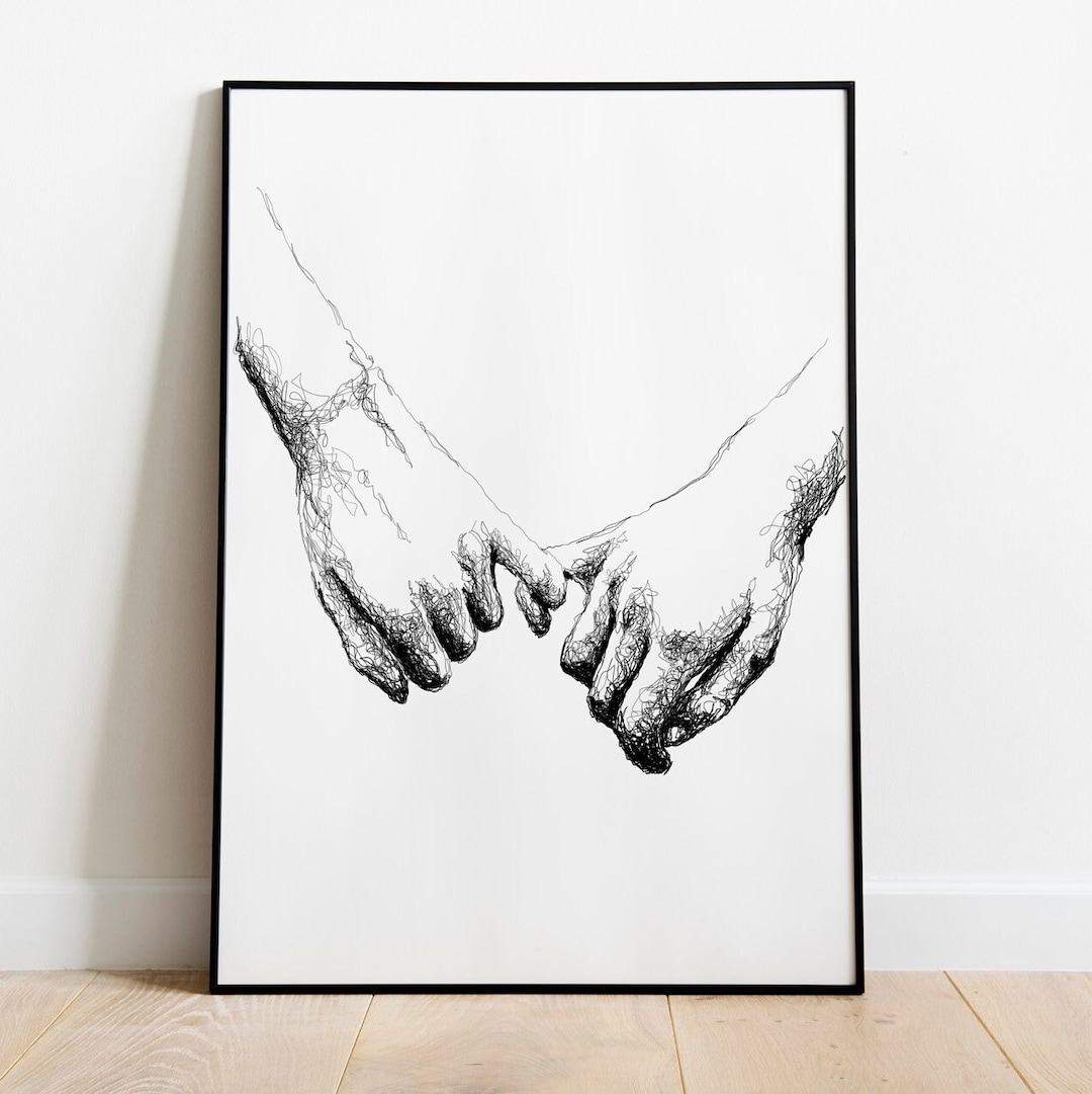 Black and White Holding Hands Art Minimalist Couple Art - Etsy