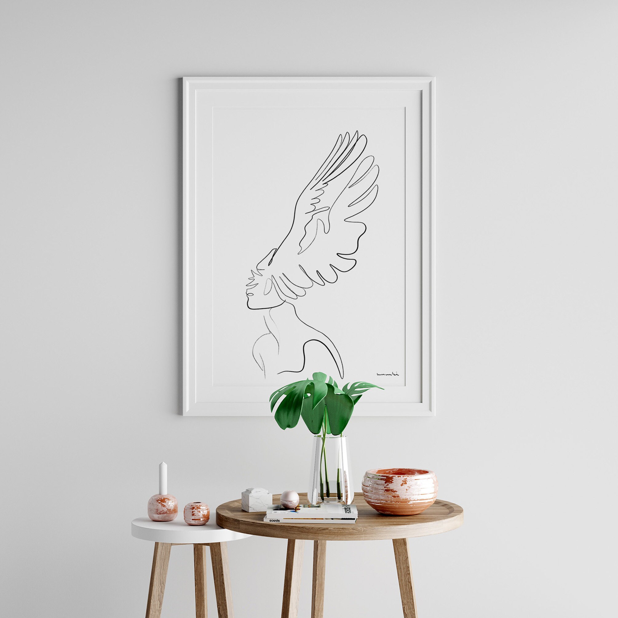 Minimal Face Drawing in Lines Printable Line Art Minimalist | Etsy