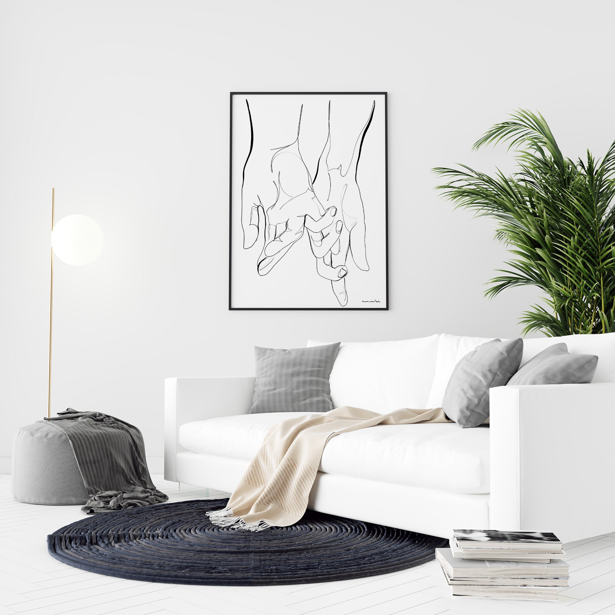 Black and White Minimalist Holding Hands Print Minimalist Couple Art ...