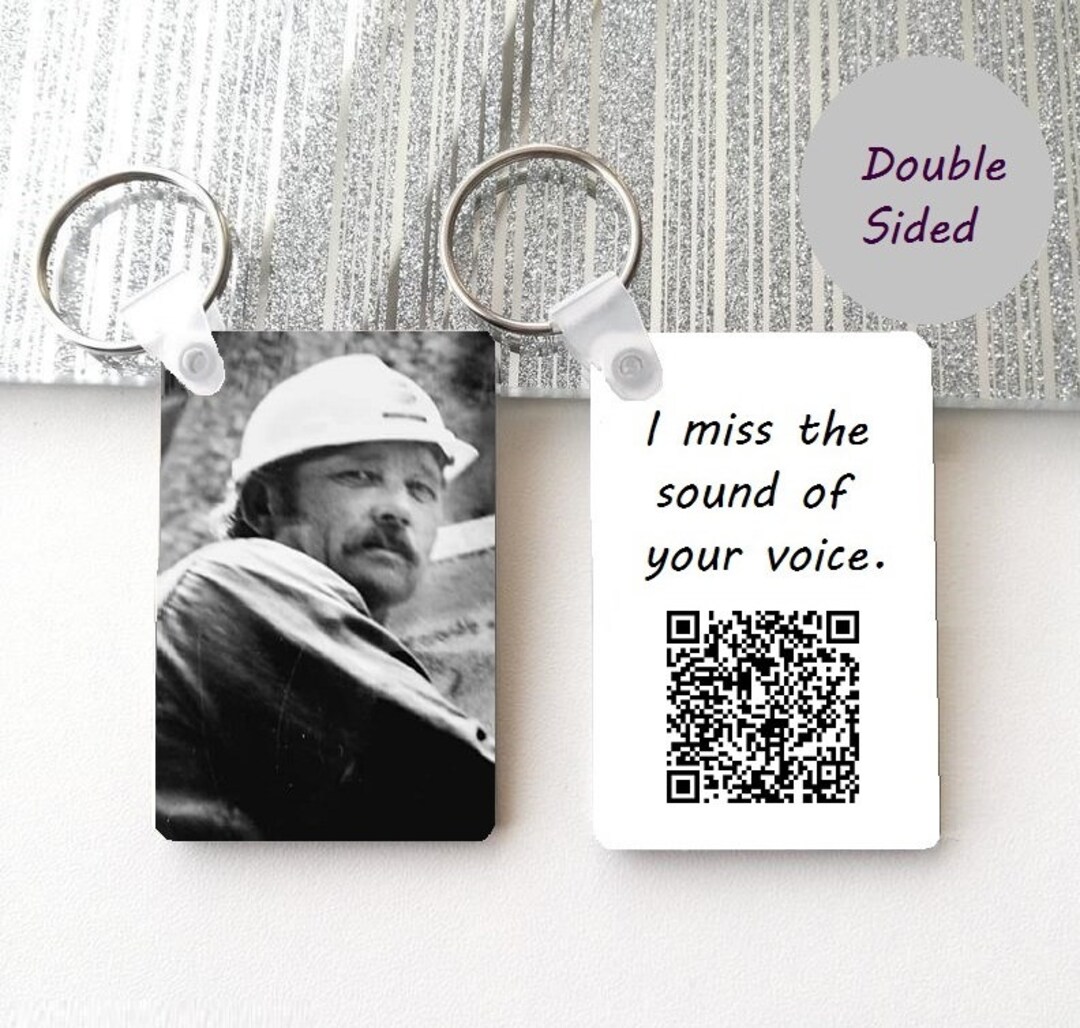QR Code Photo Keychain - Custom Memory Audio Voice Memorial Keepsake ...