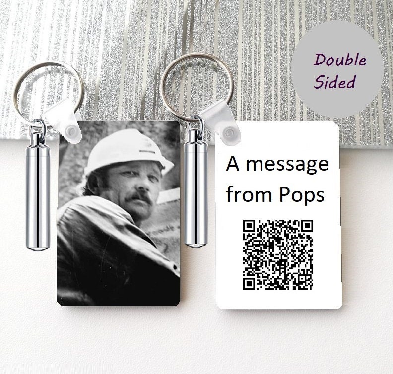 QR Code Photo Keychain With Urn Cremation Ashes Stainless - Etsy