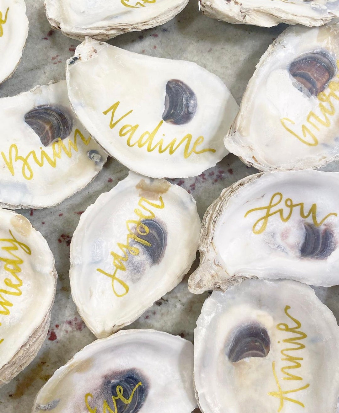Personalized Oyster Shell Escort Cards, Wedding Placecard - Etsy