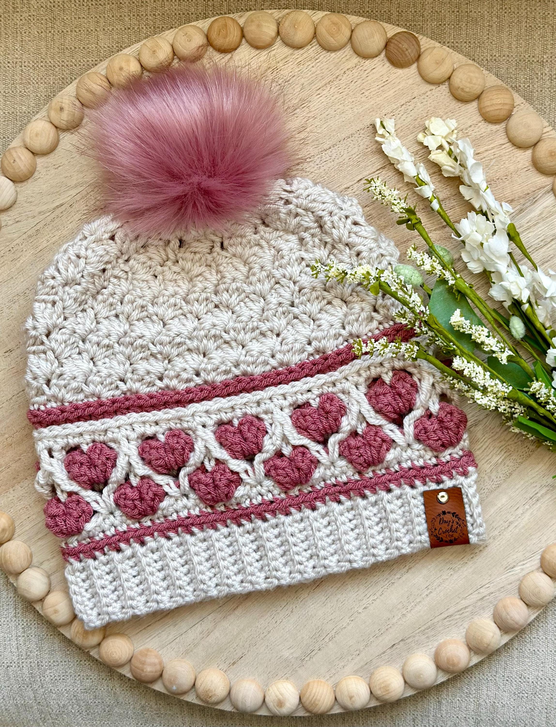 Crochet Heart Hat, Heart Beanie, Heart Toque, Valentine's Day Crochet ...