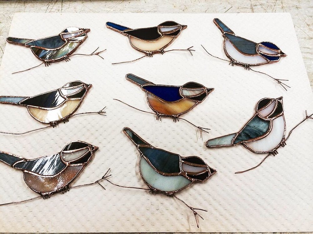 Stained Glass Chickadees - Etsy