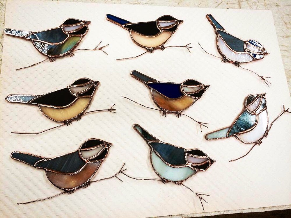 Stained Glass Chickadees - Etsy