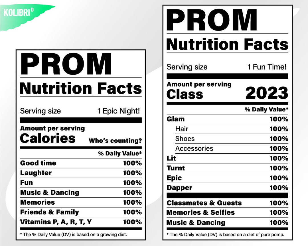 Prom Svg Class 2023 Svg Nutrition Facts Svg Nutrition - Etsy Finland
