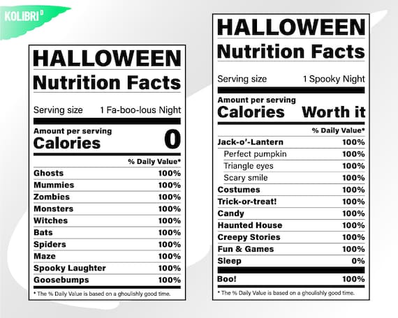 Halloween Svg Nutrition Facts Svg Nutrition Svg - Etsy Australia