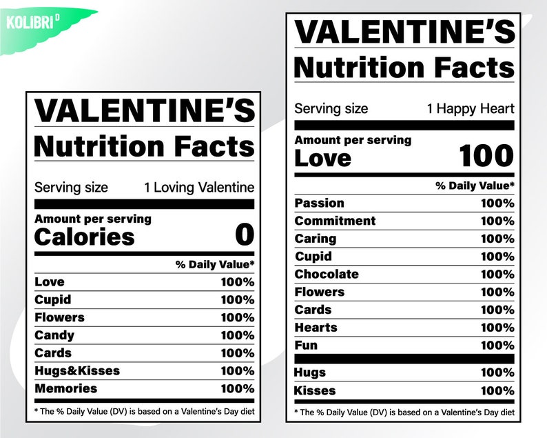 Valentine's Svg – Valentine's Day Svg – Love Svg – Nutrition Facts Svg ...