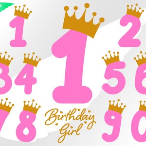 Birthday Numbers Svg – Gold Crown Svg – Numbers Clipart – Birthday Svg ...