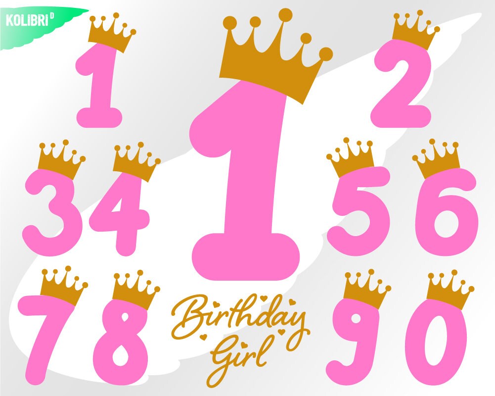 Birthday Numbers Svg Gold Crown Svg Numbers Clipart | Etsy