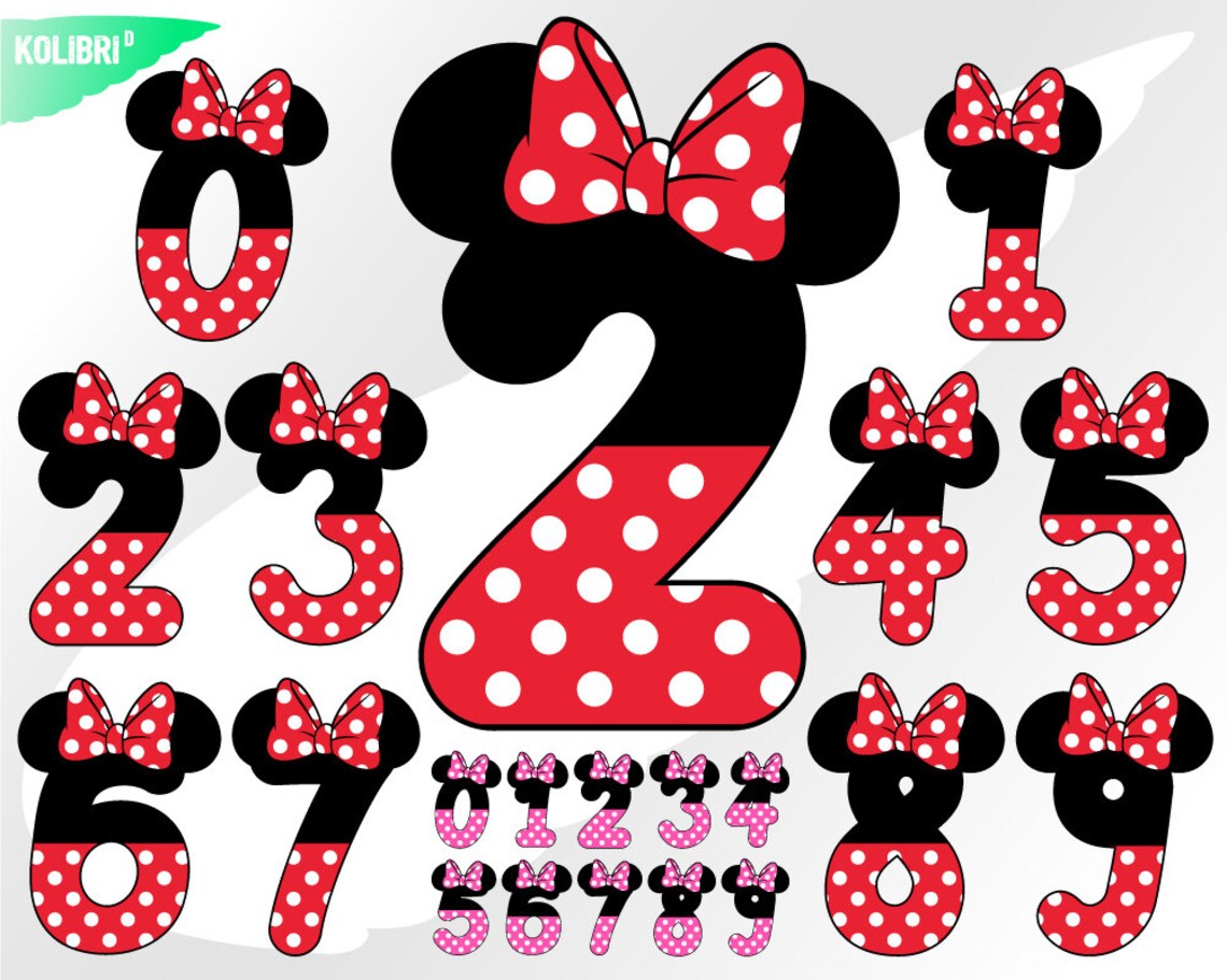 Birthday Numbers Svg Minnie Mouse Svg Numbers Clipart - Etsy
