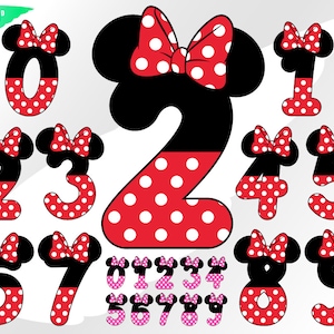 Birthday Numbers Svg – Minnie Mouse Svg – Numbers Clipart – Birthday ...