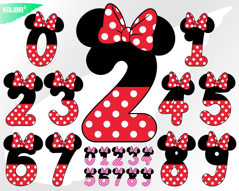 Birthday Numbers Svg – Minnie Mouse Svg – Numbers Clipart – Birthday ...