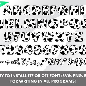 Fuente de vaca svg Manchas de vaca svg Vaca svg Letras de vaca del ...