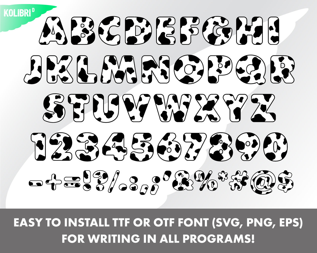 Cow Font Svg – Cow Spots Svg – Cow Svg – Alphabet Cow Letters Svg ...