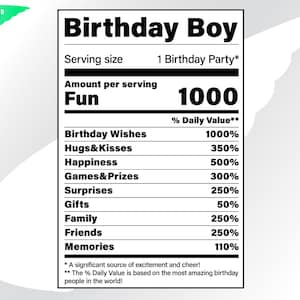 Birthday Svg – Nutrition Facts Svg – Nutrition Svg – Birthday Boy Svg – Birthday Boy Png – Party ...