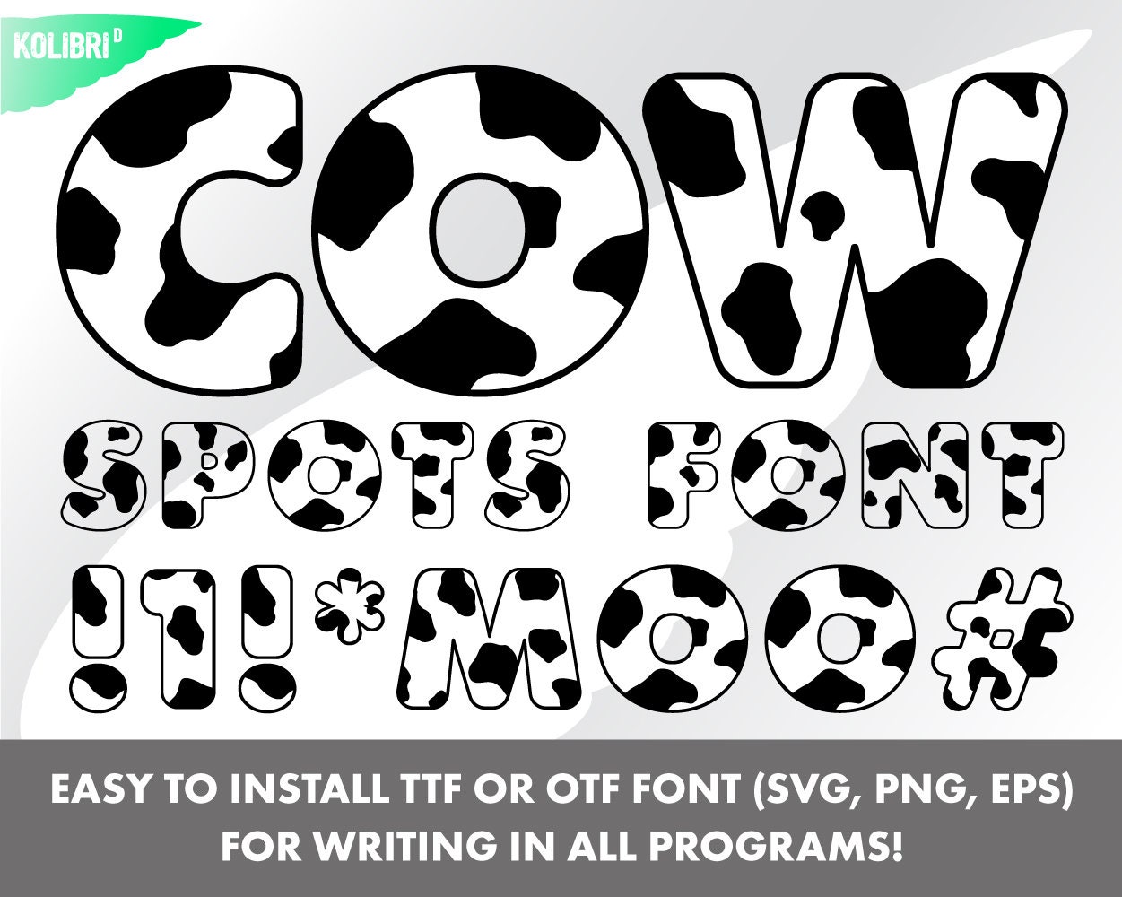 Cow Font Svg – Cow Spots Svg – Cow Svg – Alphabet Cow Letters Svg ...