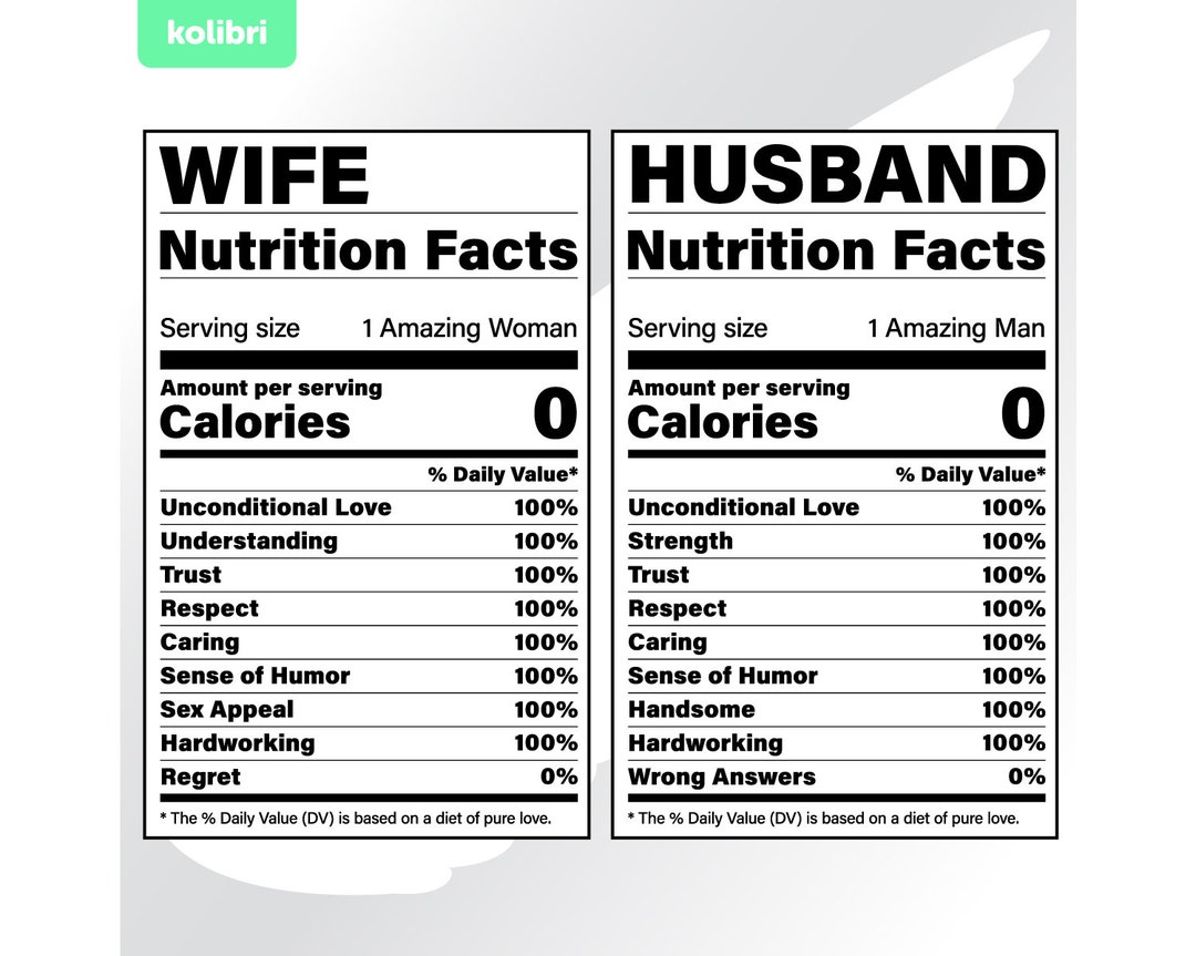 Wife Svg – Husband Svg – Marriage Svg – Wife Nutrition Facts Svg ...