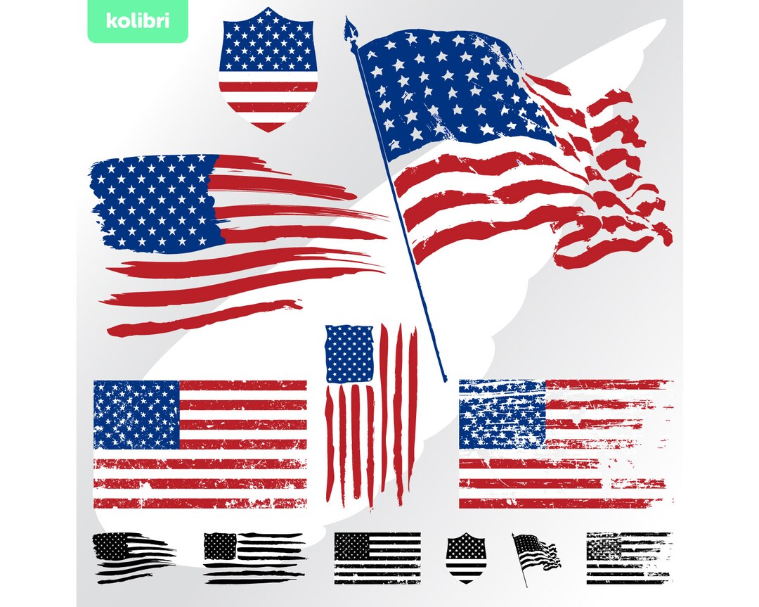 American Flag Svg Files Bundle, Grunge, Distressed US 4th July ...