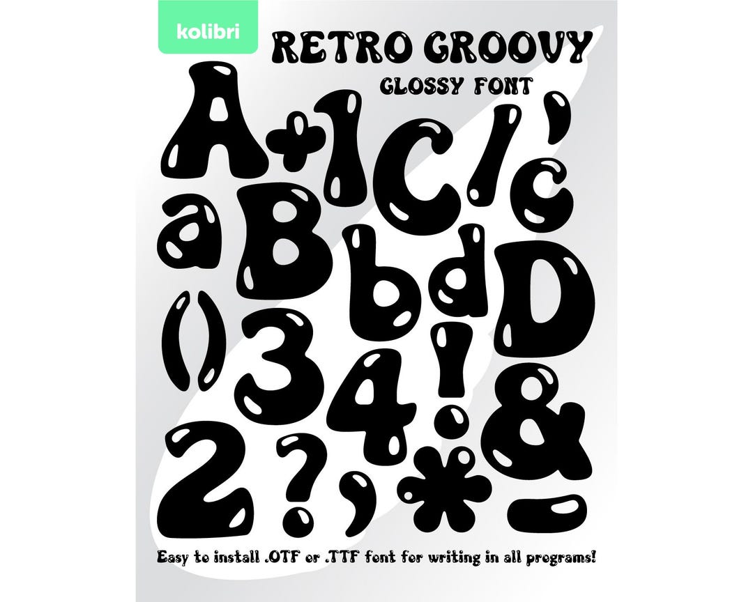 Groovy Font Svg – Retro Font Svg – Vintage Svg – Alphabet Glossy 3d ...