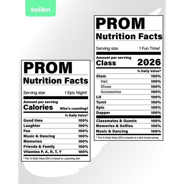 Prom Nutritional Facts - Etsy