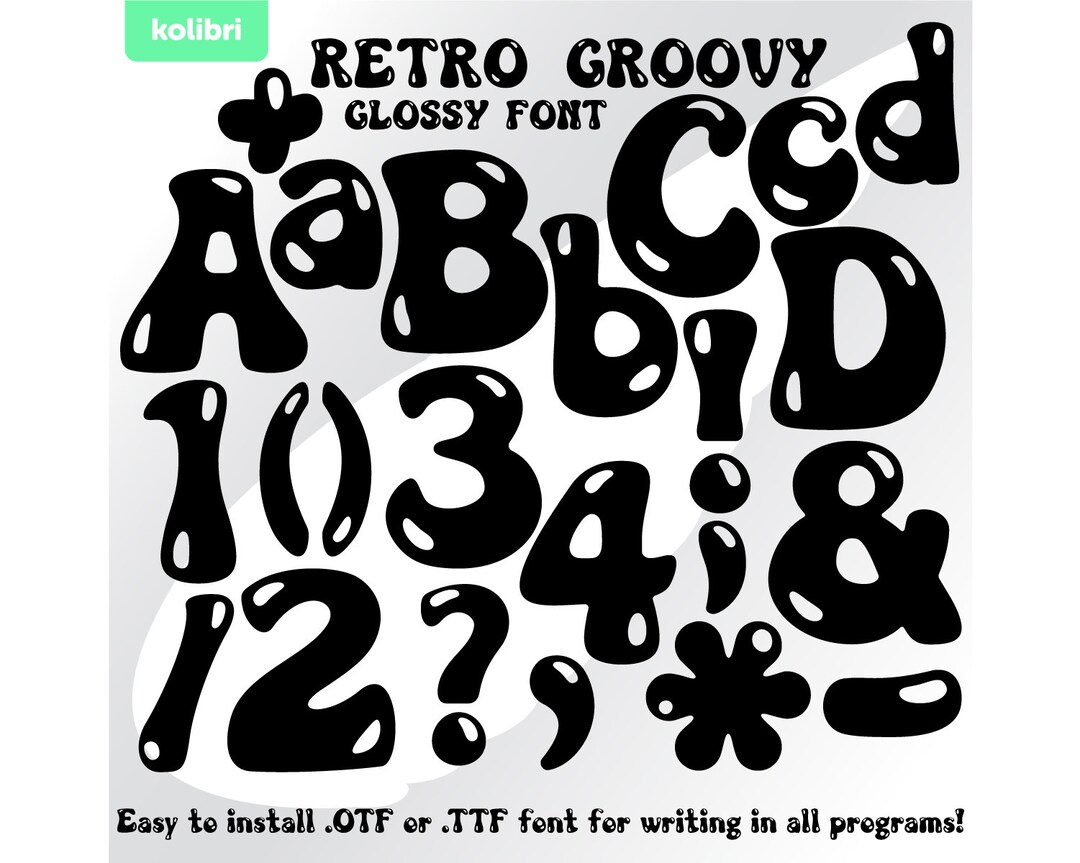 Groovy Font Svg – Retro Font Svg – Vintage Svg – Alphabet Glossy 3d ...