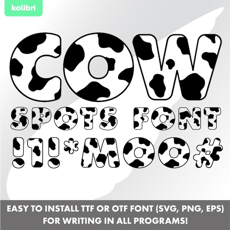 Cow Print Font - Etsy