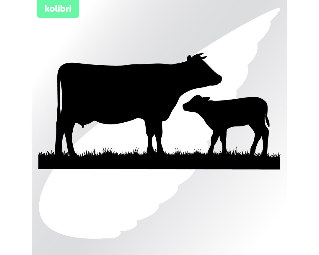 Cow and Calf Svg – Cow Svg – Scene Clipart – Farm Scene Svg – Cows Svg ...